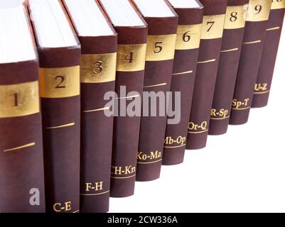 Encyclopedia set - 10 heavy book tomes isolated Stock Photo - Alamy