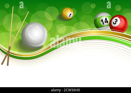 Background abstract green billiards pool cue red ball frame stripes ...