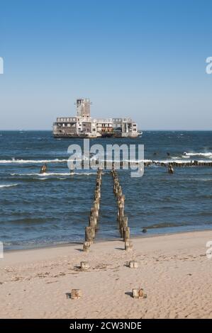 Seascape with ruins of torpedo buildings from second world war Stock ...