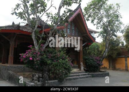 Sasak bamboo house and garden in Lombok resort, Indonesia. Kuta Lombok ...