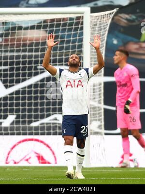 Lucas Moura of Tottenham Hotspur celebrates scoring the first goal of ...