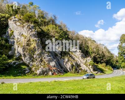 The famous 'Rock of Ages' in the Mendip Hills at Burrington Combe ...