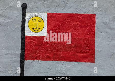 Taiwan national flag painted on textured wall mural background Stock ...