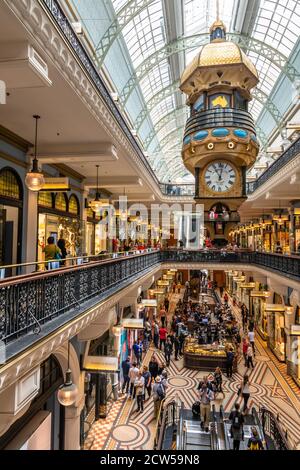 The interior of the Queen Victoria Building mall QVB, Sydney, Australia ...