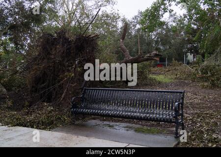 Hurricane Sally damage at Centennial Park in downtown Foley, Alabama ...