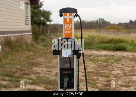 Charge Point CT4021 EV Charge Station Dual Port Bollard Mount in state conservation area Stock Photo Alamy