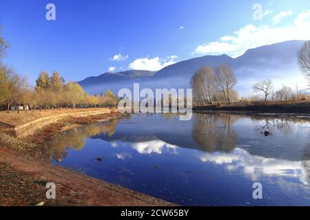 Yunnan Dali Shaxi Heihui River morning scene Stock Photo - Alamy