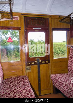 Historic railway carriage opening window raised & lowered with a ...