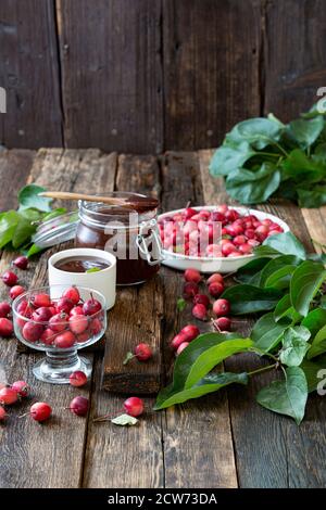 Apple jam with spices and fresh apples on dark background Stock Photo ...
