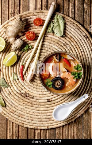 Thai Mushroom Soup on a wooden table Stock Photo - Alamy