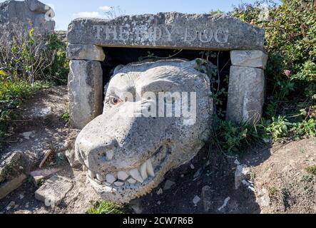 Sculpture of The Roy Dog by artist Damien Briggs carved out of Portland ...