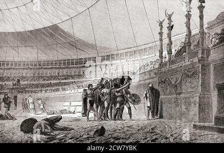 'Hail Caesar! We who are about to die salute you', 19th century. Artist ...