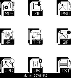 File formats black linear icons set Stock Vector Image & Art - Alamy