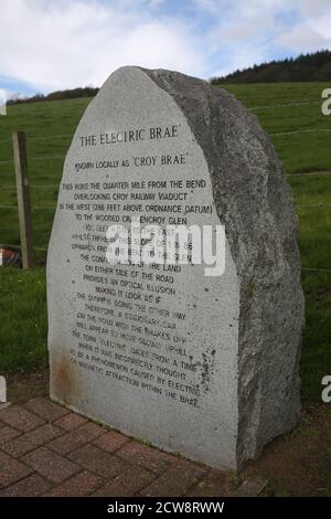 Croy, Ayrshire, Scotland, UK, Stone cairn in layby at the Electric Brae ...