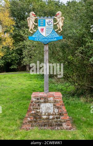 Dersingham Village Sign, Norfolk England UK signs 2 two lions rampant ...