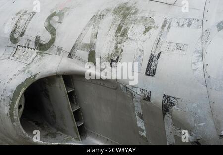 Hull detail of a scrapped fighter jet plane Stock Photo - Alamy