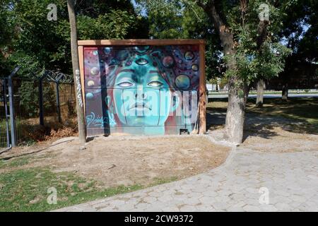 Graffiti on electrical transformer building Stock Photo - Alamy