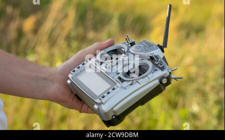 Large remote control with many buttons to control the drone Stock Photo - Alamy