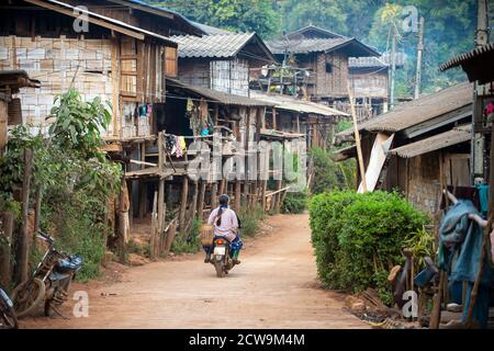 A poor village hut made of wood and clay. The traditional African home ...