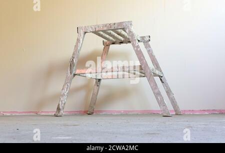 Small metal ladder, very dirty, intensively used Stock Photo - Alamy