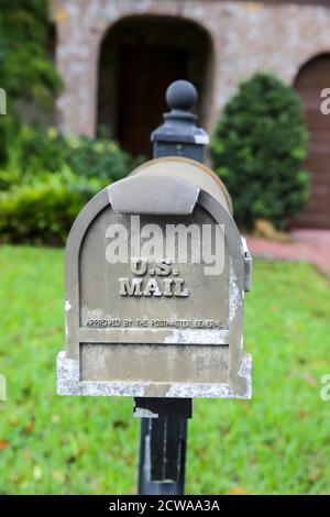 Typical american outdoors mail box on suburban street side Stock Photo ...
