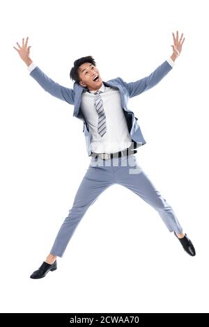 Cheer jump business man Stock Photo - Alamy