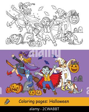 Ghost Witch Halloween Cartoon Colored Clipart Stock Vector Image & Art ...