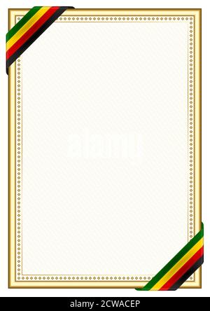 Vertical frame and border with Zimbabwe flag, template elements for ...