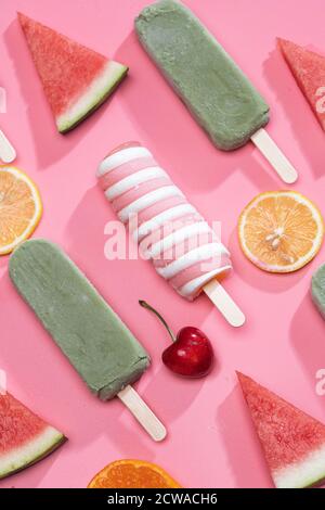 Different fruits and ice stick Stock Photo - Alamy