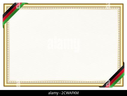 Horizontal frame and border with Malawi flag, template elements for ...