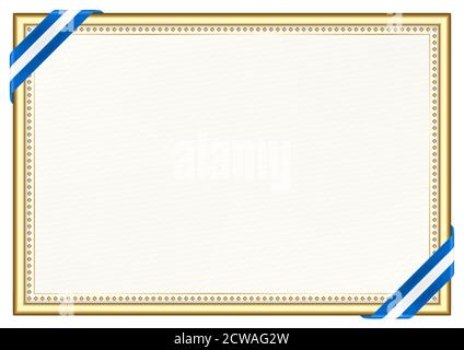 Horizontal frame and border with Nicaragua flag, template elements for ...