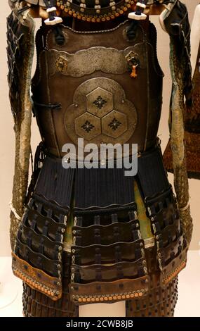 Samurai armour and helmet. Samurai were the hereditary military ...