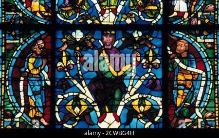 DETAIL OF THE JESSE TREE STAINED GLASS IN THE ROYAL DOOR CHARTRES ...