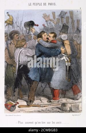 Cartoon, Two French soldiers in a trench, WW1 Stock Photo - Alamy