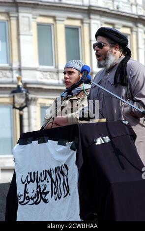 Photograph of Abu Hamza. Mustafa Kamel Mustafa (1958-) an Egyptian ...