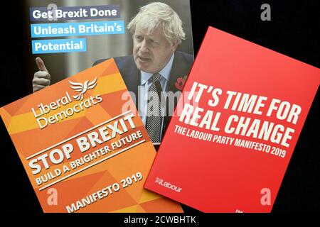 Political party manifestoes for the 2019 General Election Stock Photo ...