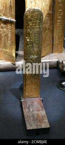 Gilded wooden shrine with depictions of Tutankhamun and Ankhesenamun ...