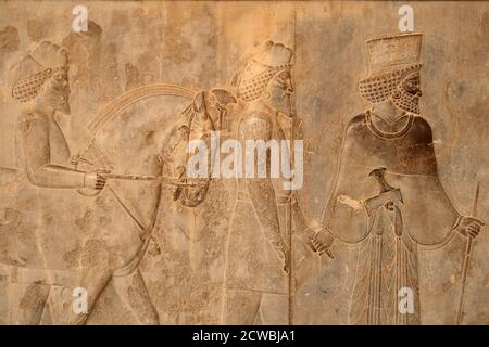 Relief of king Xerxes, Persepolis, Iran Stock Photo - Alamy