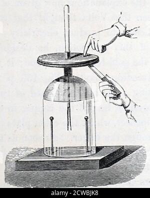 Engraving depicting Alessandro Volta's condensing electroscope Stock ...