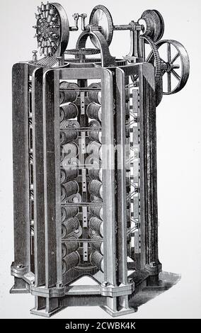 Engraving depicting Gustave Froment's electric motor of 1845: 8 soft ...
