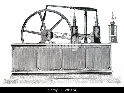 Engraving depicting Gustave Froment's electric motor of 1845: 8 soft ...