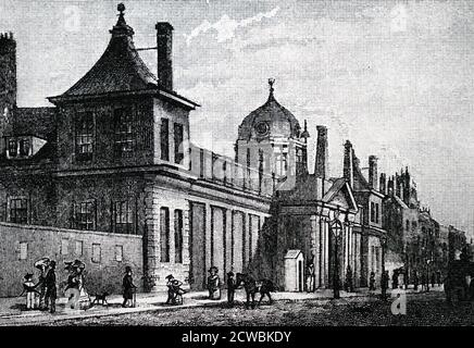 Engraving depicting the exterior to Montague House the old home of the ...