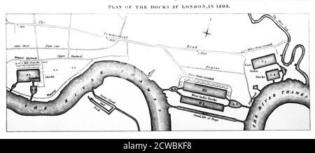 19th century Map of London Docks, Wapping and Shadwell (Extract Stock ...