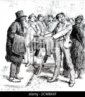 Engraving depicting Jewish street traders in Petticoat Lane Market ...