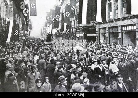 Black and white photo of the aftermath of the Saar Plebiscite, 13 ...