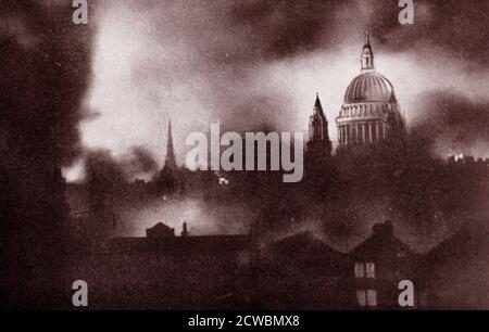 London after a German Luftwaffe air raid, during the Blitz of World war ...