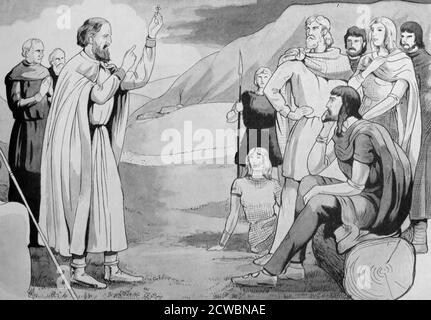 Illustration depicting Saint Patrick captured as a boy by Irish raiders ...