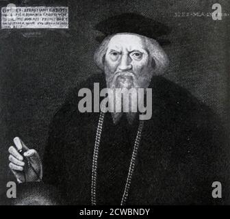 Sebastian Cabot (1474-1557). Italian explorer. Portrait. Engraving ...