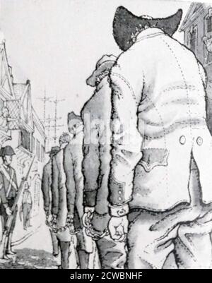 Illustration showing a prison ship, or prison hulk, modified to become ...