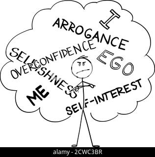 Self confidence stickman vector illustration. Puffed chest stick figure ...